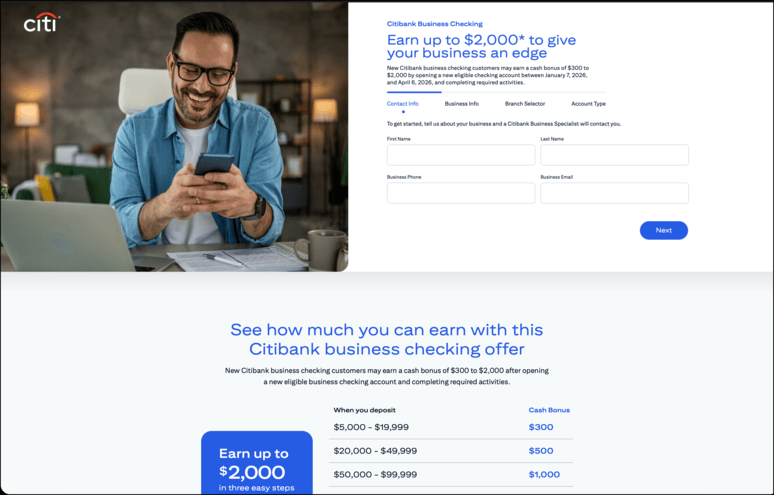 Citi - $2,000 Business Checking Bonus - Profitable Content