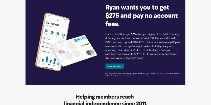 SoFi - $325 Checking + Savings Bonus - Profitable Content