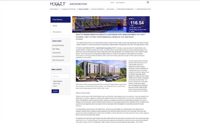 Hyatt Launching New Hyatt Studio Line - Profitable Content