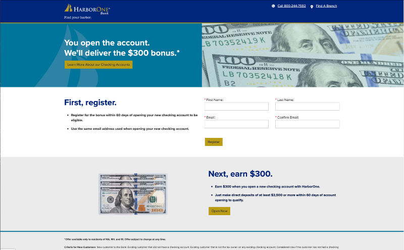 Harbor One Bank - $600 Checking & Savings Bonus - Profitable Content