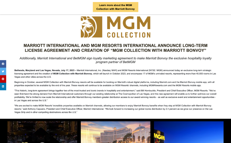 Marriott & MGM Announce Partnership - Profitable Content Marriott & MGM Announce Partnership - Profitable Content