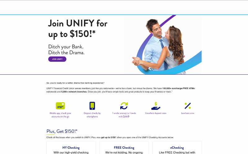 Unify Financial Credit Union - $150 Checking Bonus - Profitable Content