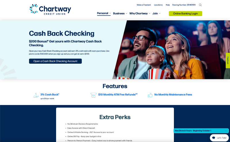 Chartway Credit Union - $50 Checking Bonus - Profitable Content