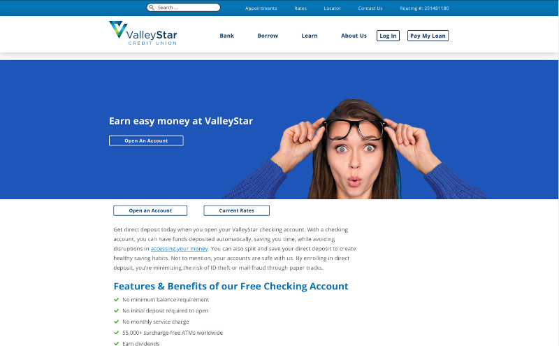 Valley Star Credit Union - $250 Checking Bonus - Profitable Content