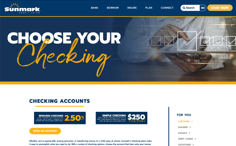 Sunmark Credit Union - $250 Checking Bonus - Profitable Content