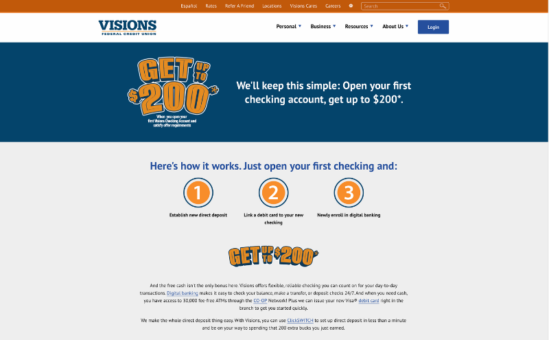 Vision Federal Credit Union - $200 Checking Bonus - Profitable Content