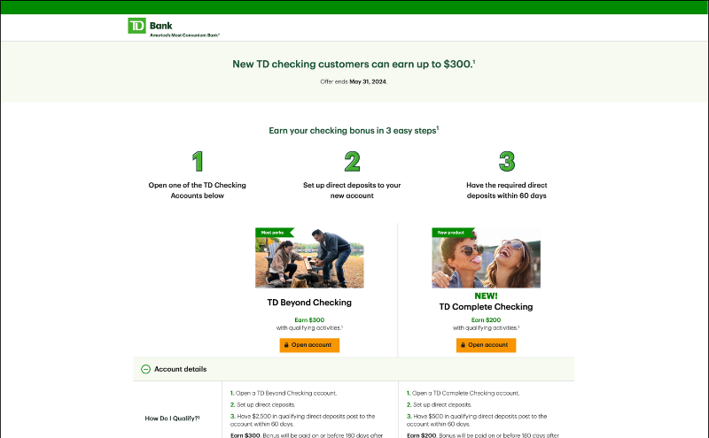 TD Bank - $500 Checking + Savings Bonus - Profitable Content