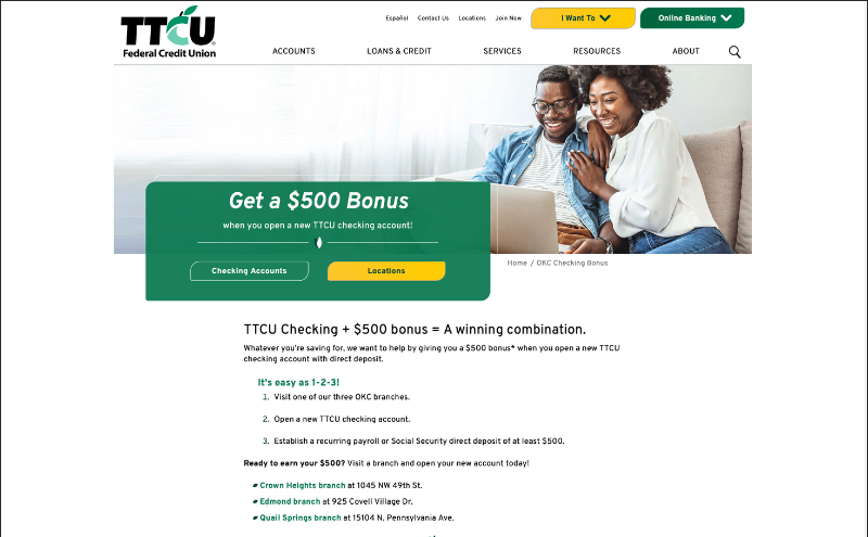 TTCU Federal Credit Union - $500 Checking Bonus - Profitable Content