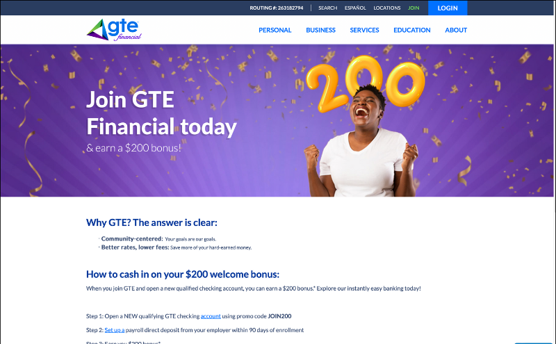 GTE Financial Credit Union - $200 Checking Bonus - Profitable Content