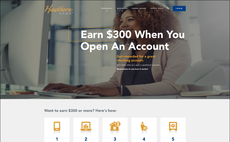 Hawthorn Bank - $300 Checking Bonus - Profitable Content