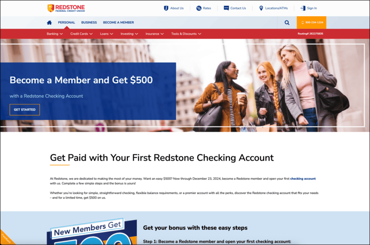 Redstone Federal Credit Union - $500 Checking Bonus - Profitable Content