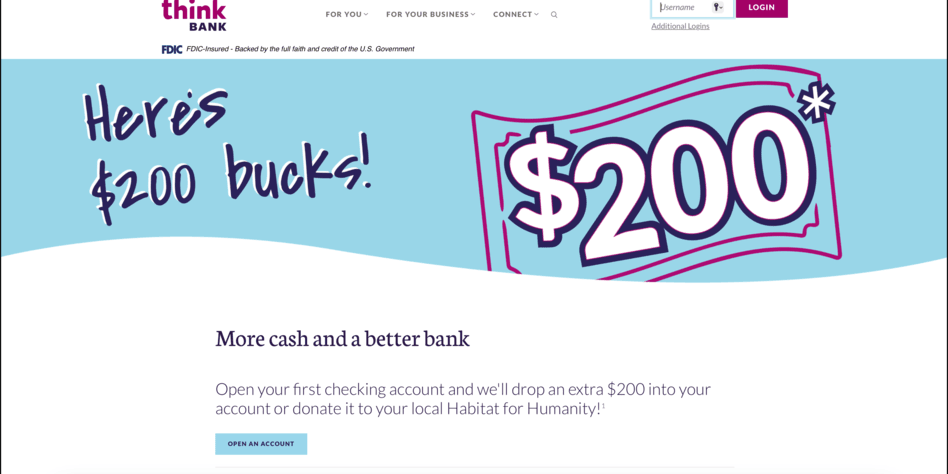 Think Bank - $200 Checking Bonus - Profitable Content