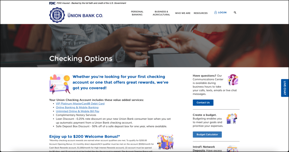 The Union Bank Co - $200 Checking Bonus - Profitable Content