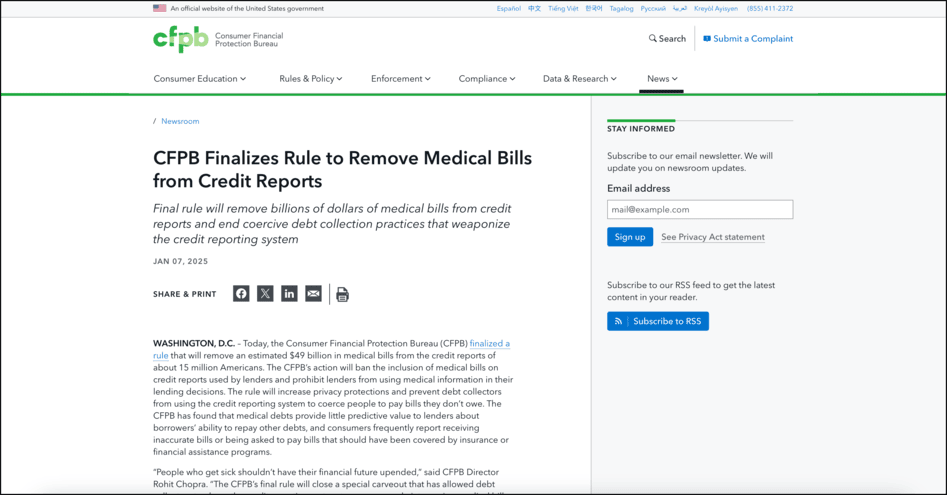 CFPB Removes Medical Debt From Credit Reports - Profitable Content
