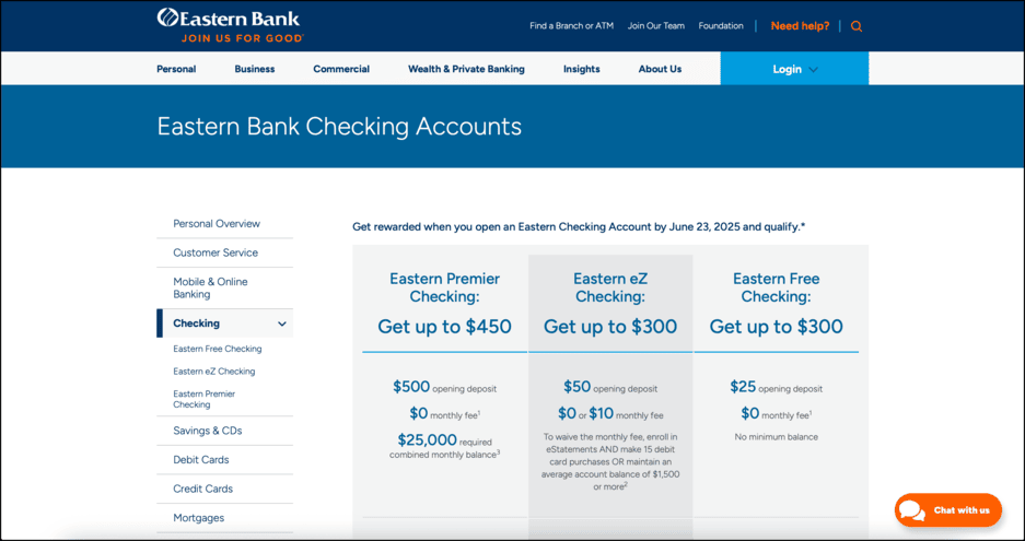 Eastern Bank - $450 Checking Bonus - Profitable Content