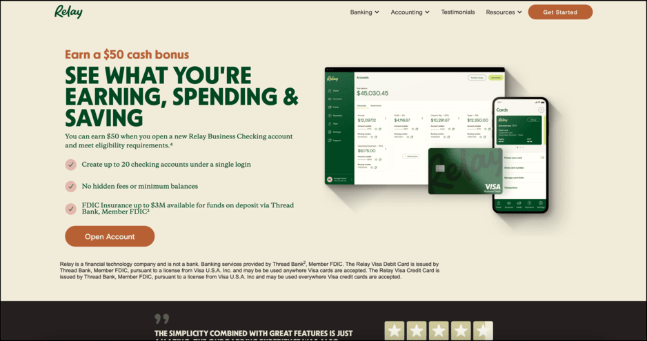 Relay - $50 Business Checking Bonus - Profitable Content