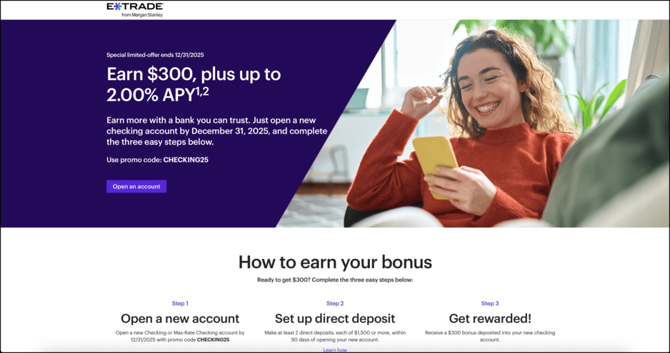 E*Trade - $300 Checking Bonus - Profitable Content