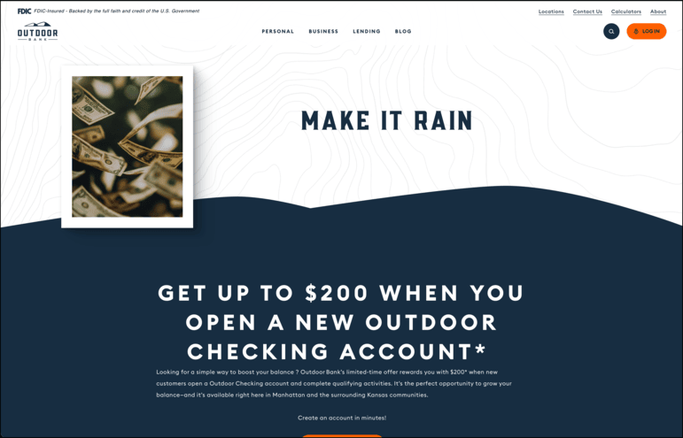 Outdoor Bank - $200 Checking Bonus - Profitable Content